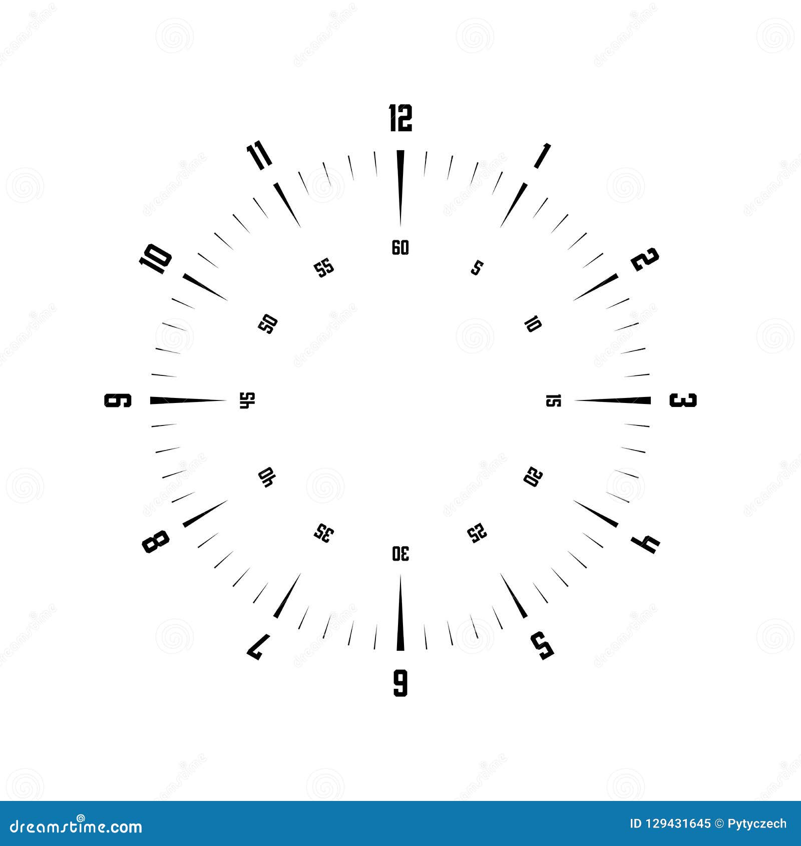 Clock Face. Hour Dial with Numbers. Dashes Mark Minutes and Hours Stock ...