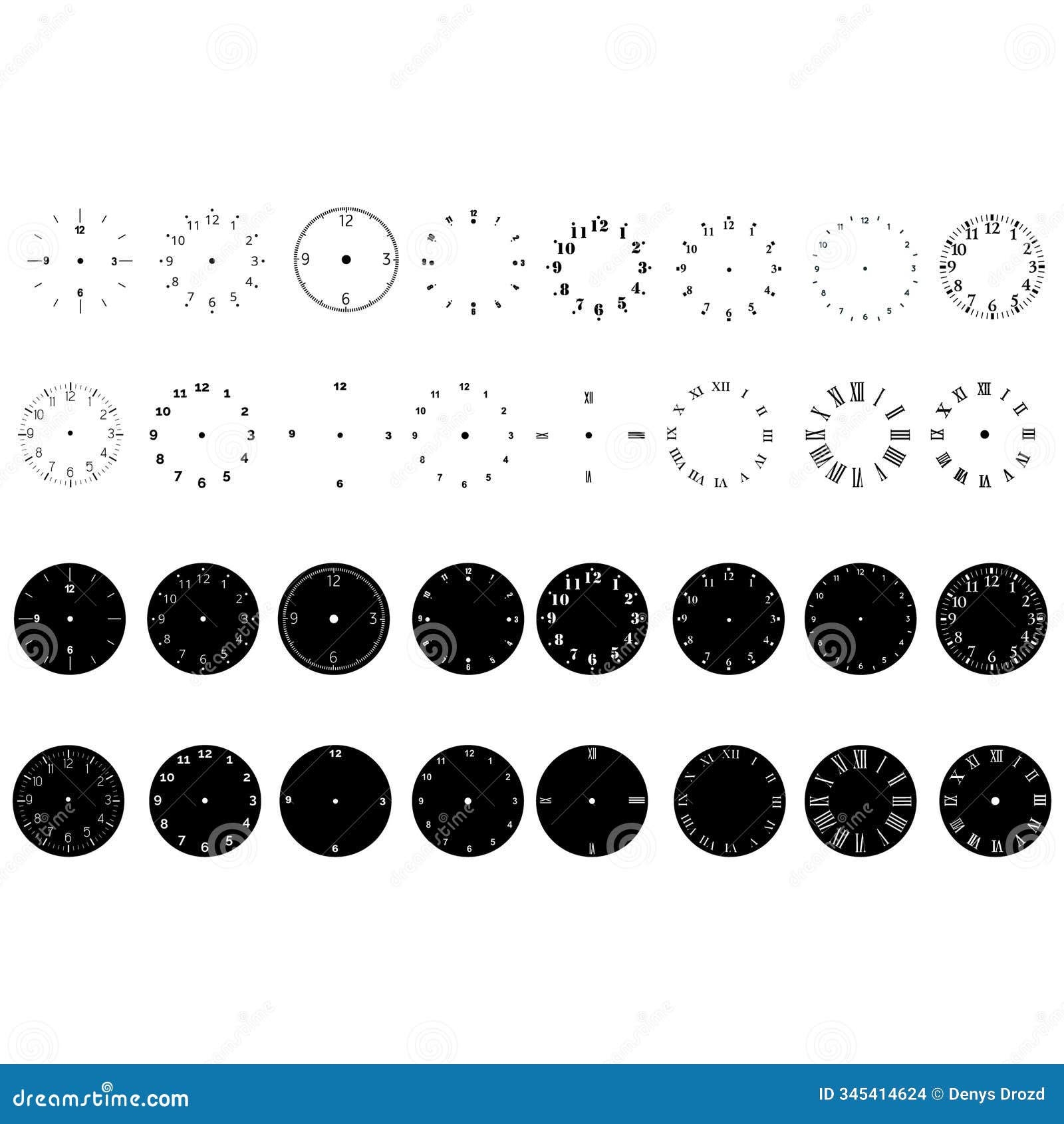 Clock Face Icon Vector Set. Time Illustration Sign Collection. Clock ...