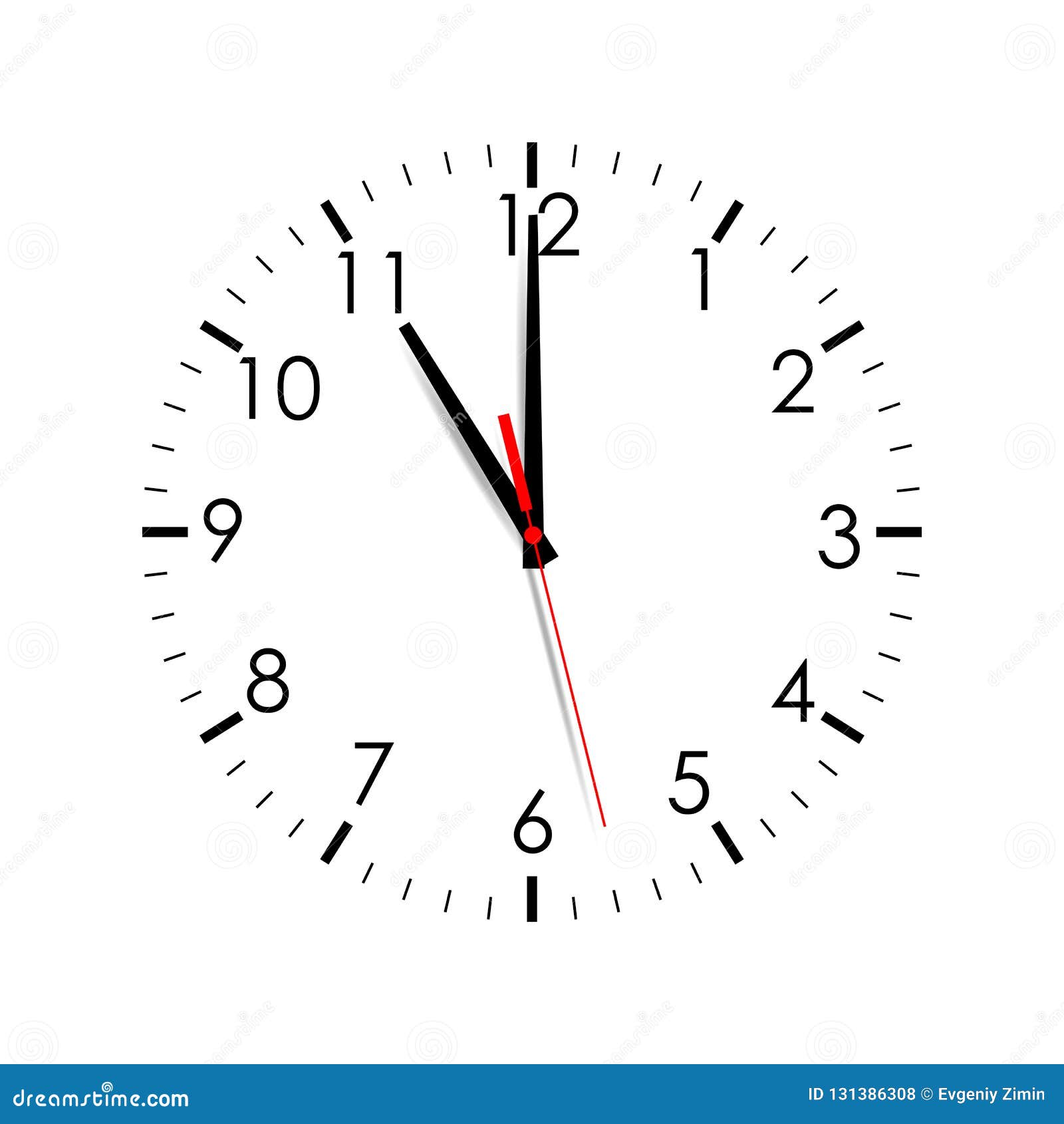 Clock Face Isolated on White Background. 11 O`clock Stock Vector ...