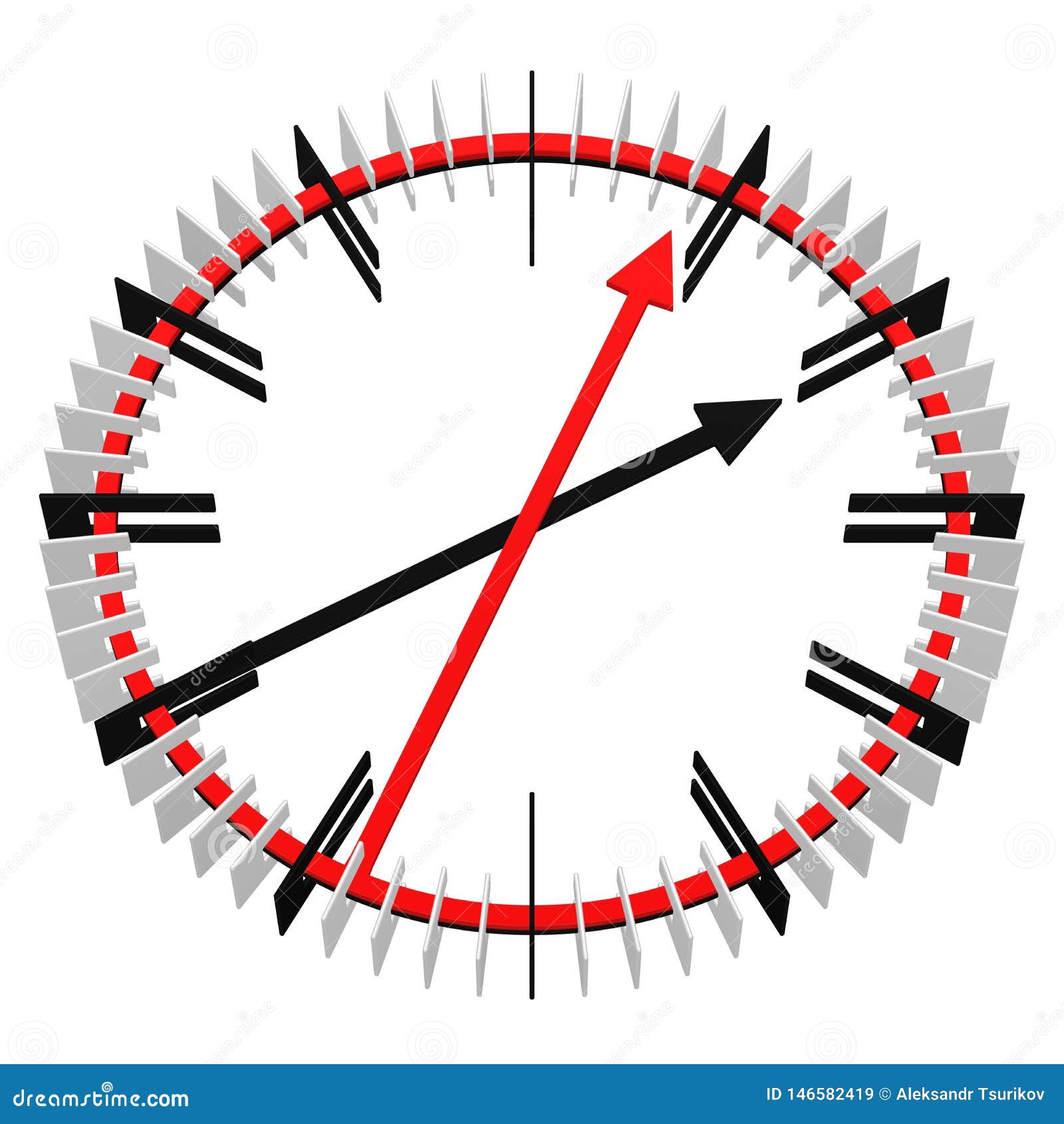 Clock Face with Long Arrows Stock Illustration - Illustration of ...