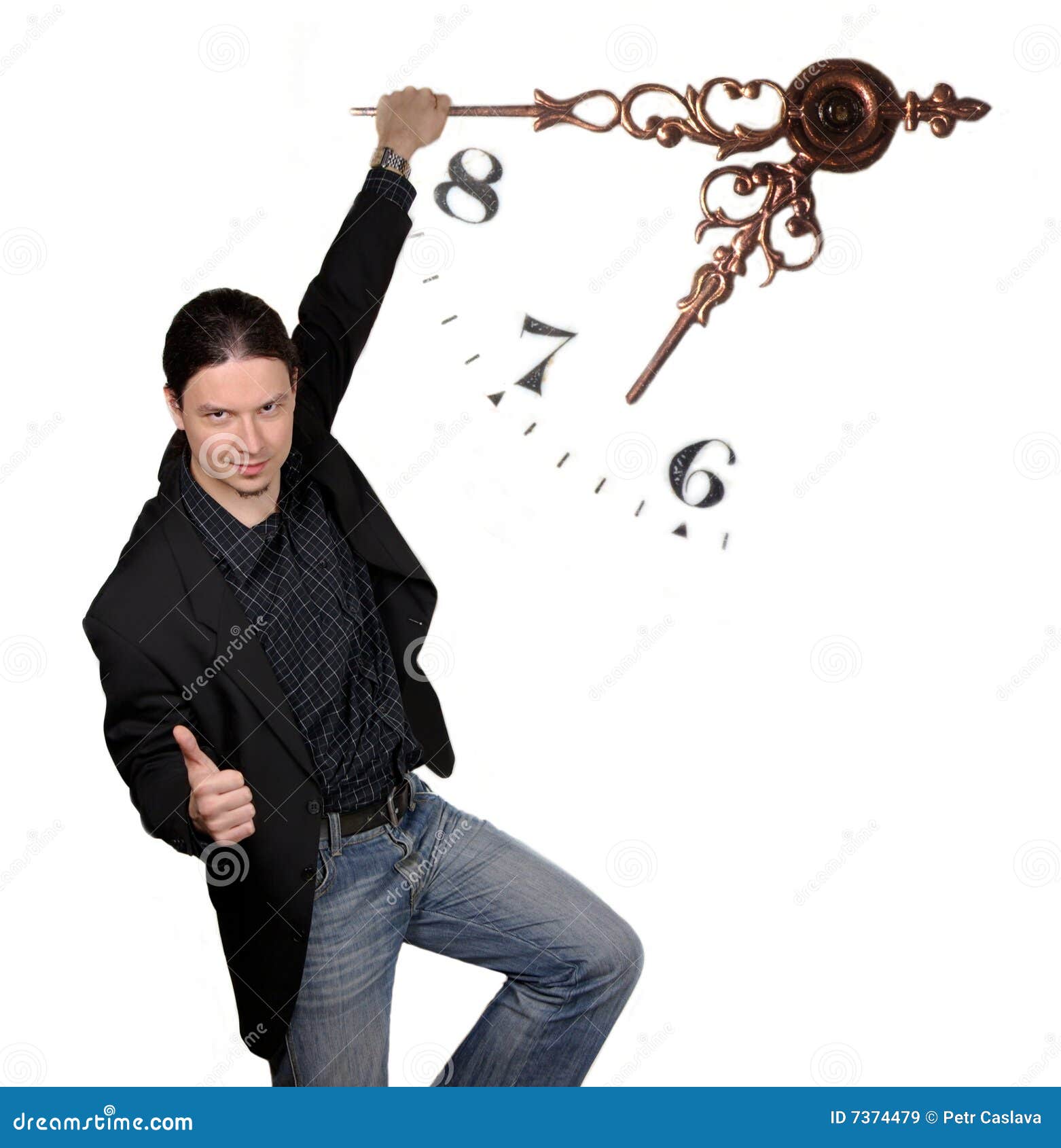 Clock-face with man stock image. Image of stop, jacket - 7374479