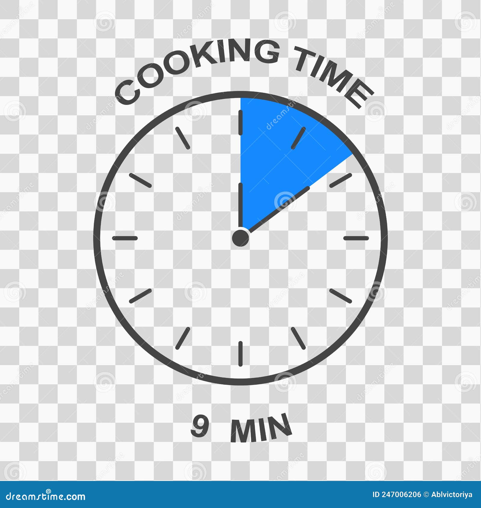 Clock Face with 9 Minute Time Interval. Cooking Time Icon. Timer Symbol ...