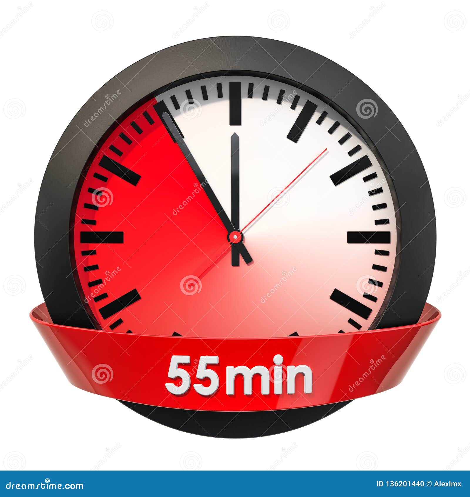 Clock Face with 55 Minutes Timer. 3D Rendering Stock Illustration ...