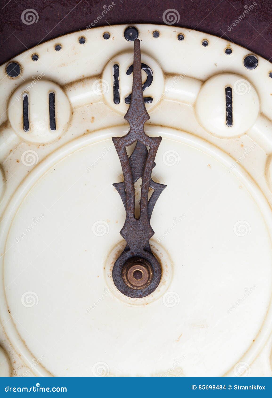 Clock Face of Old Clock with Worn Numbers and Arrows Stock Photo ...