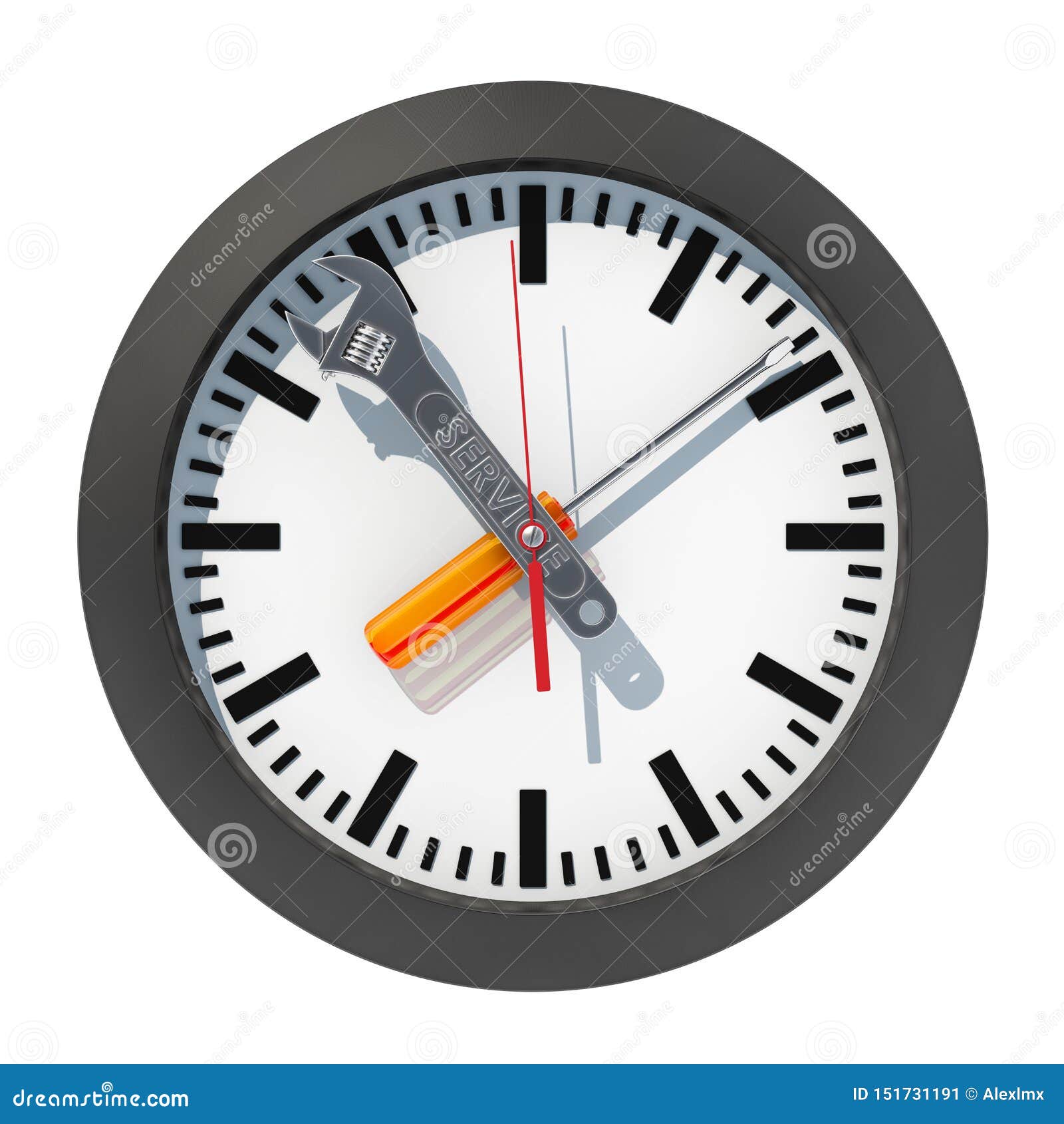 Clock Face with Repair Tools. Repair Time Concept. 3D Rendering Stock ...