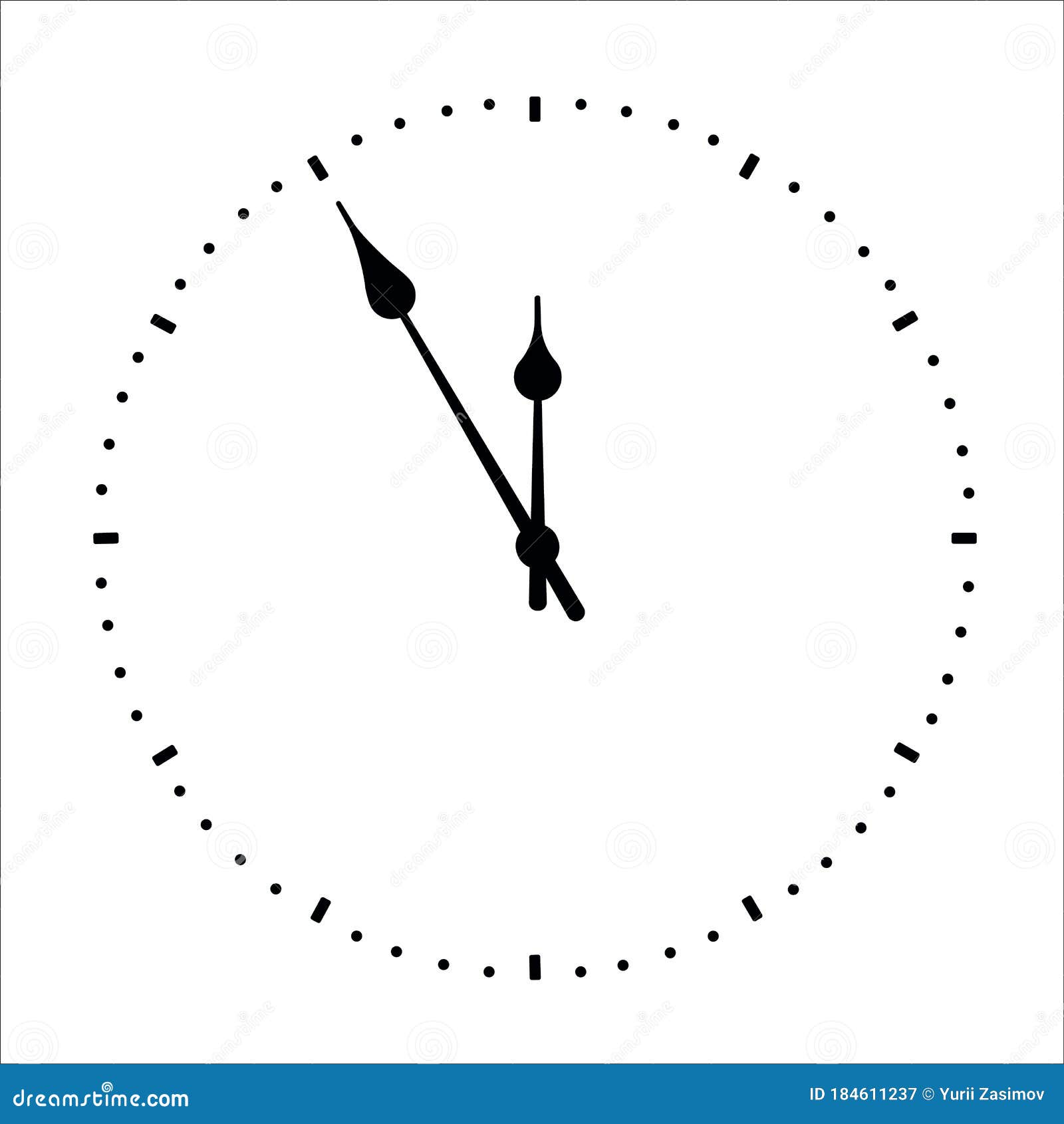 Clock Face with Shadow on White Background. Vector Illustration Stock ...