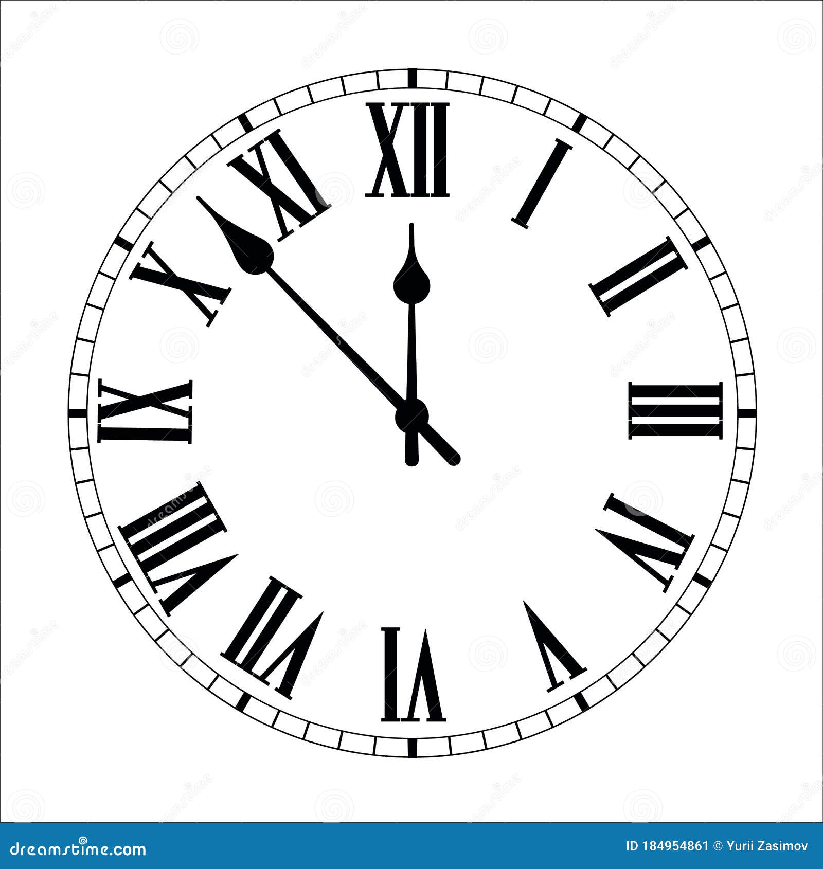 Clock Face with Shadow on White Background. Vector Illustration Stock ...