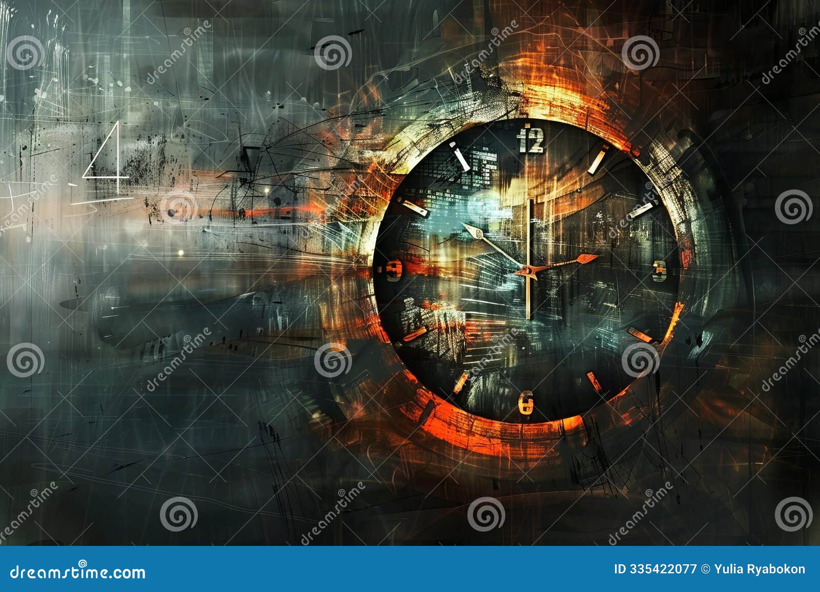 Clock Face Showing Passing Time with Abstract City Background Stock ...