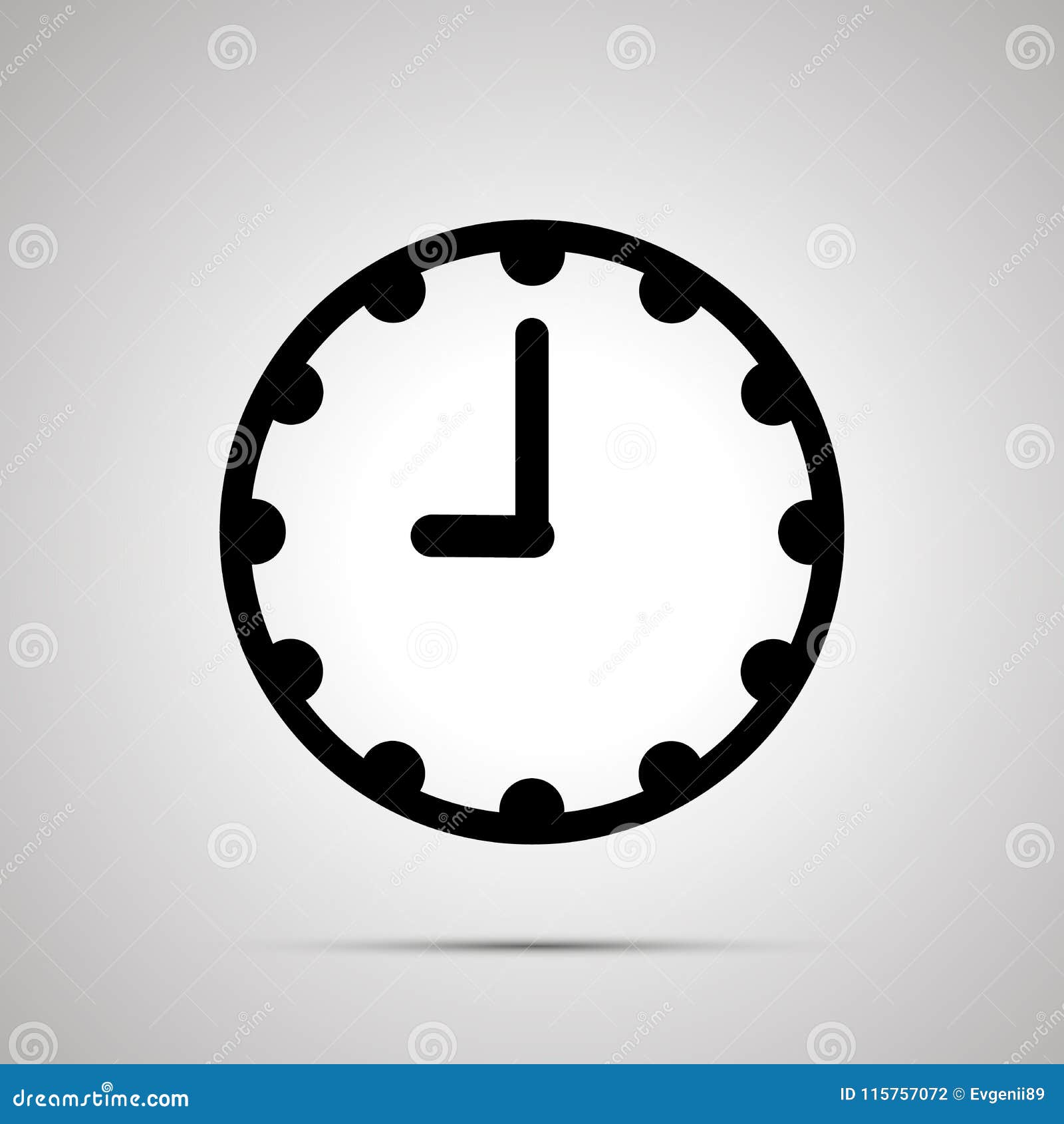 Clock Face Showing 9-00, Simple Black Icon on White Stock Vector ...