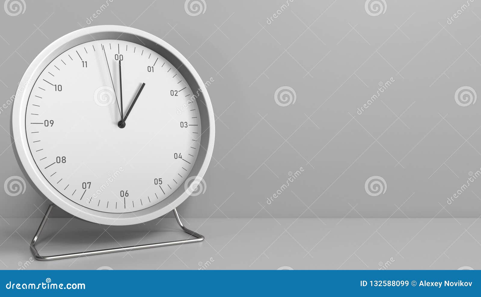 Round Clock Shows 1:00 or 13:00 Sharp. One or Thirteen O`clock. 3D ...