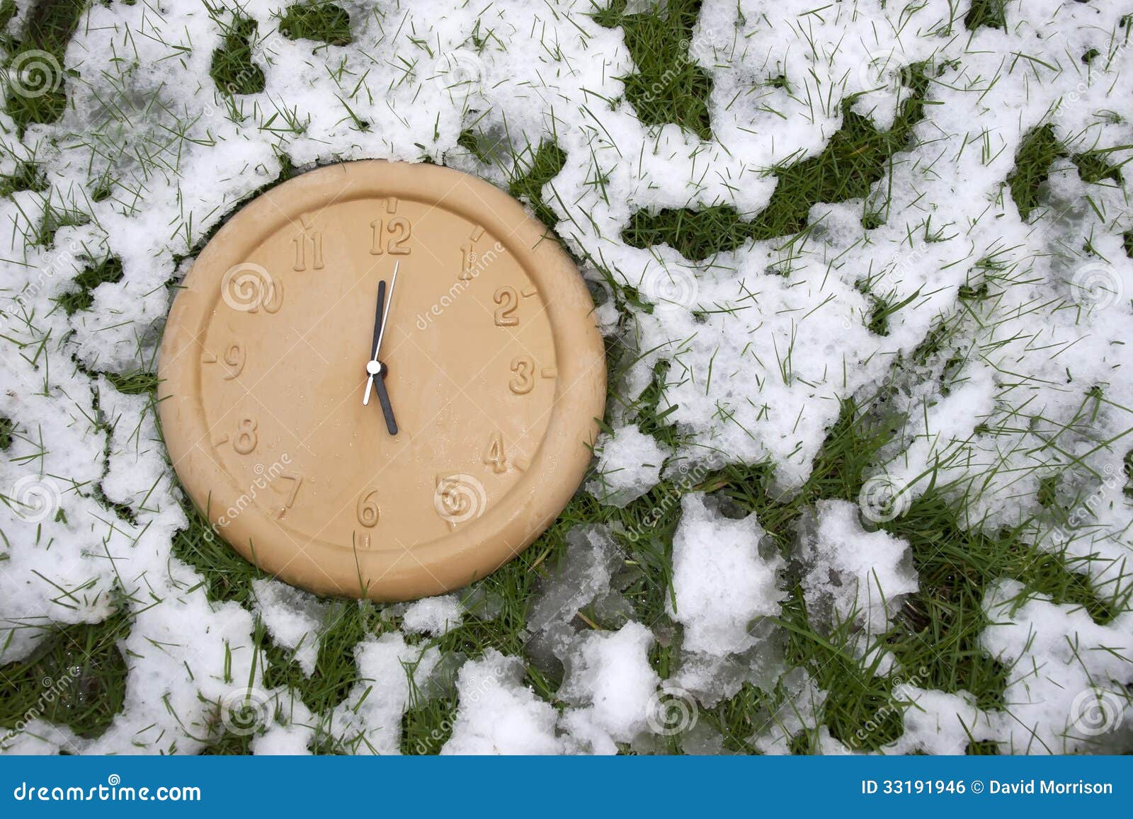 A clock face in the snow stock photo. Image of face, nature - 33191946
