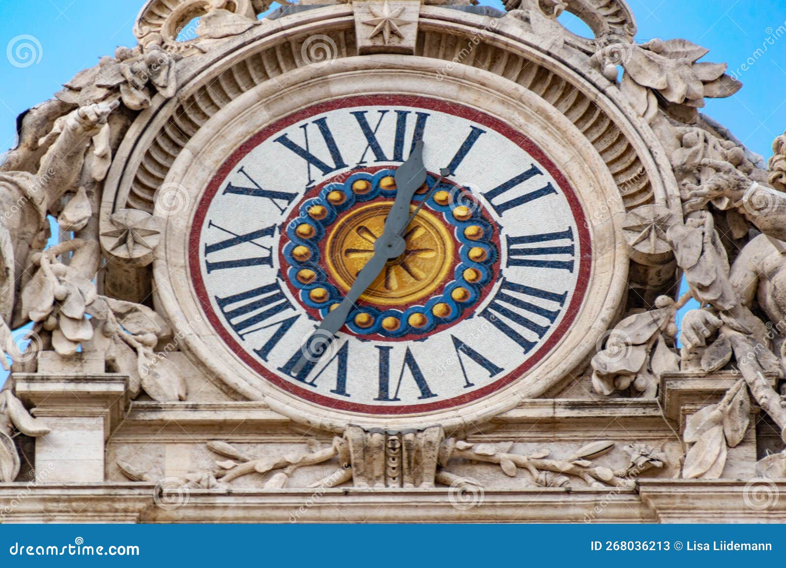 Clock Face at St. Peter`s Basilica Stock Image - Image of arch ...