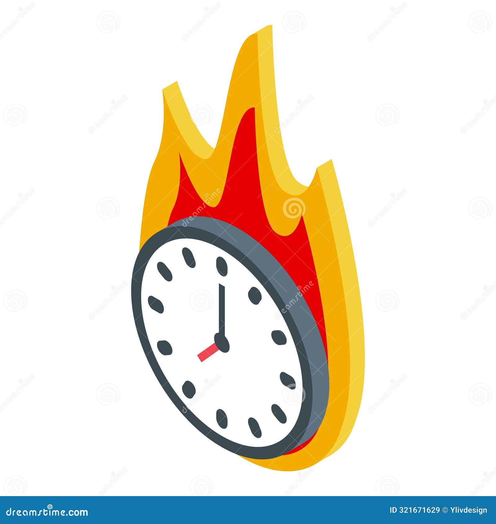 Clock Face Surrounded by Bright Flames Showing Concept of Time Limit ...