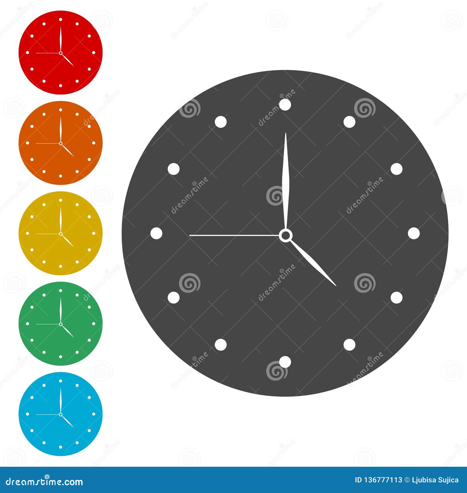 Clock face vector stock vector. Illustration of second - 136777113