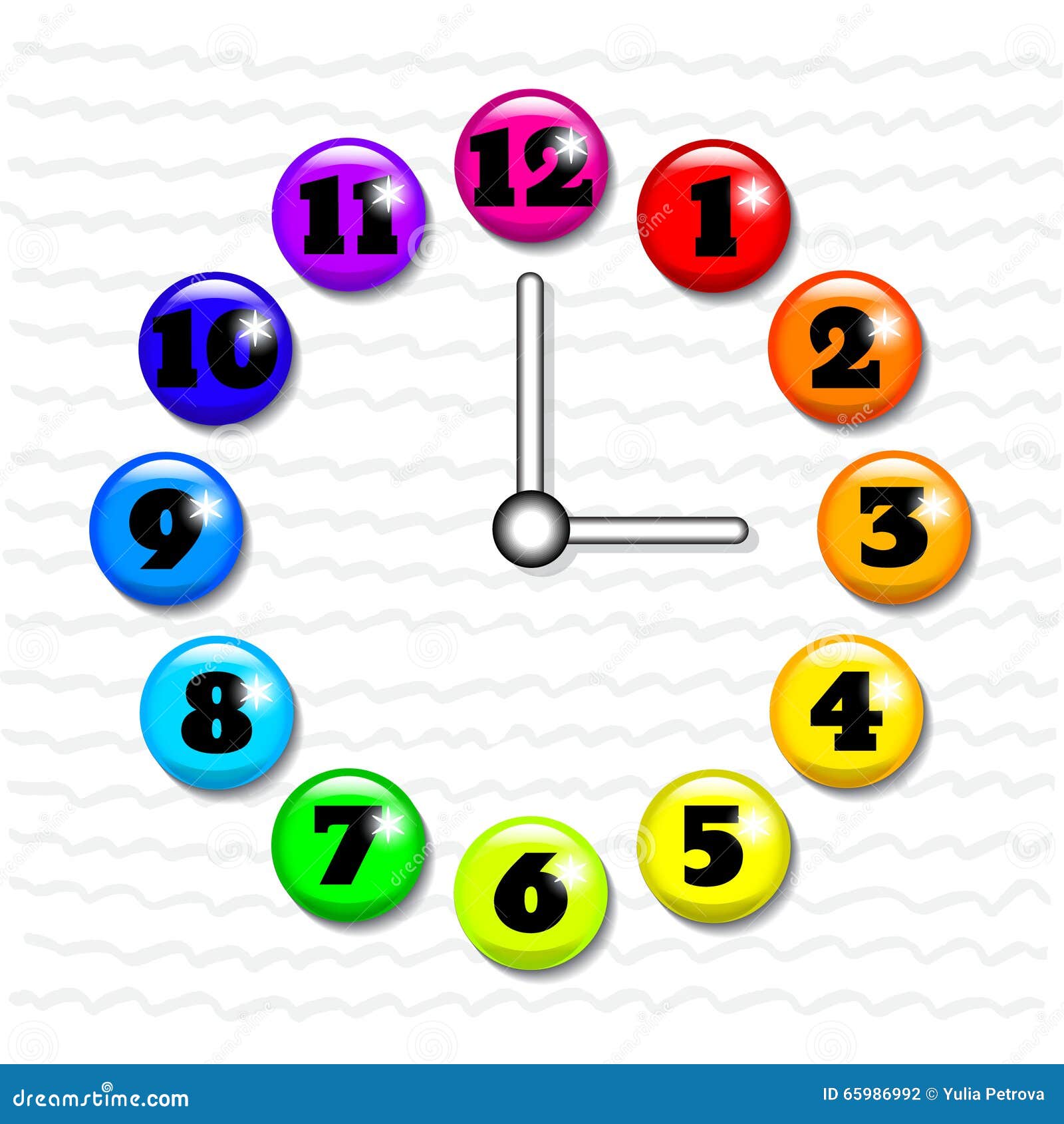 Clock Face with Volume Glass Buttons. Stock Vector - Illustration of ...