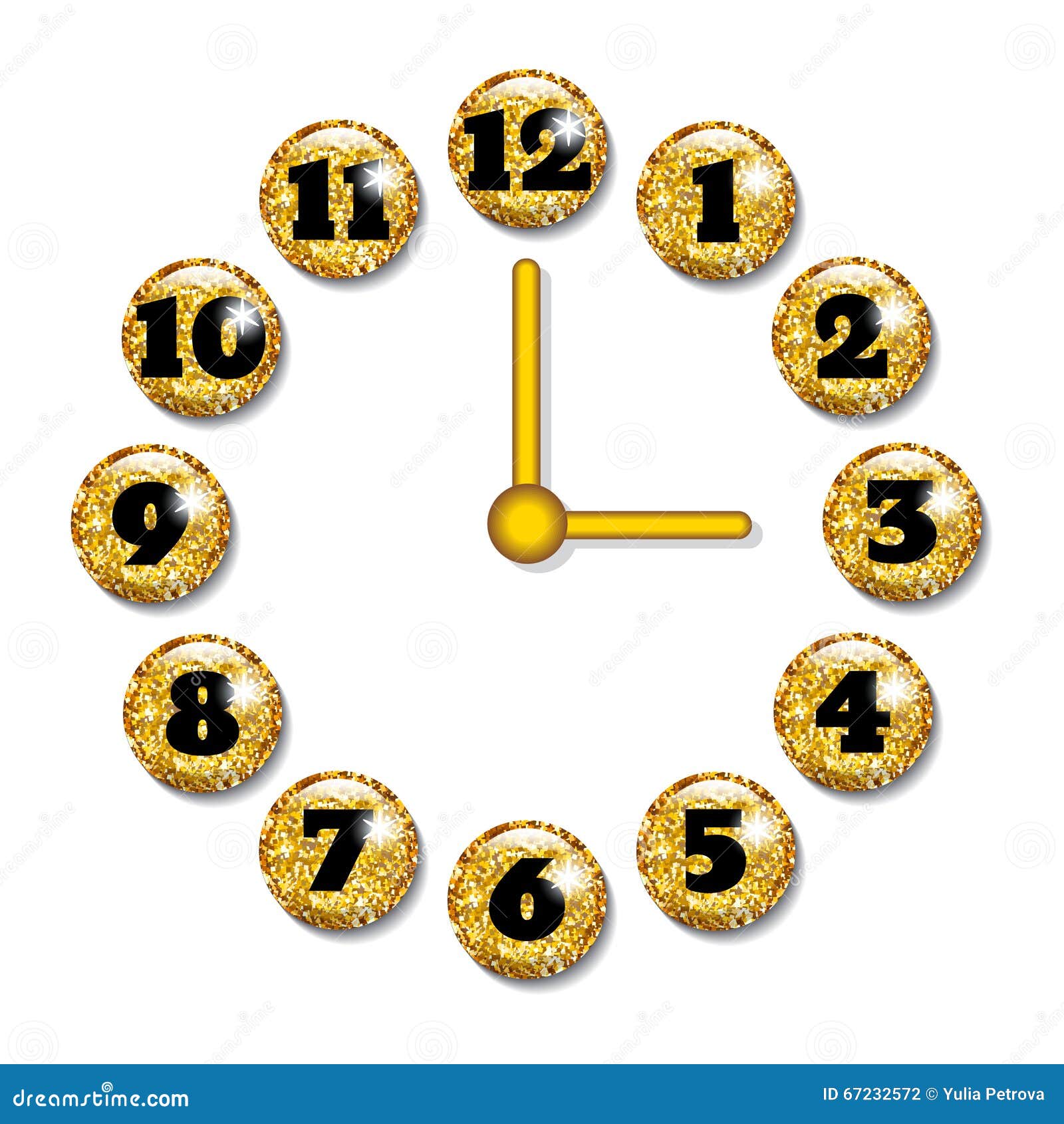 Clock Face with Volume Glass Buttons. Stock Vector - Illustration of ...