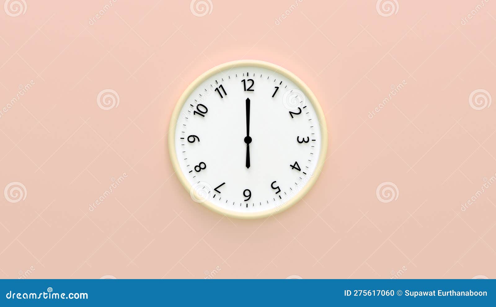 Clock Face Wall with Time and Number Isolated on Color Background ...