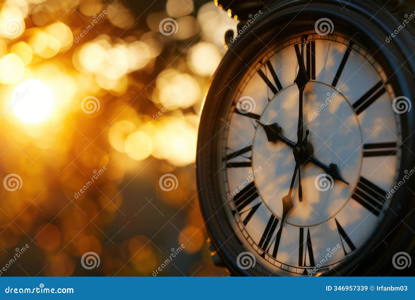 Clock Face in Warm Sunlight Stock Image - Image of shadow, hour: 346957339