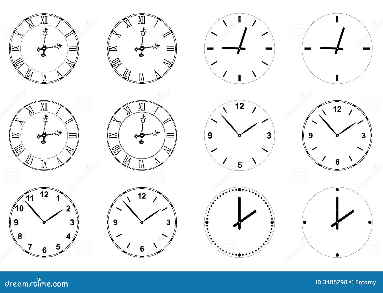 Clock faces stock vector. Illustration of elegant, isolated - 3405298