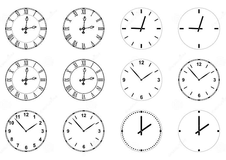 Clock faces stock vector. Illustration of elegant, isolated - 3405298