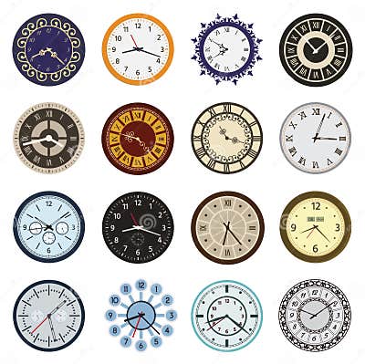 Clock Faces Different Design Circle and Arrows Numbers Index Watch ...