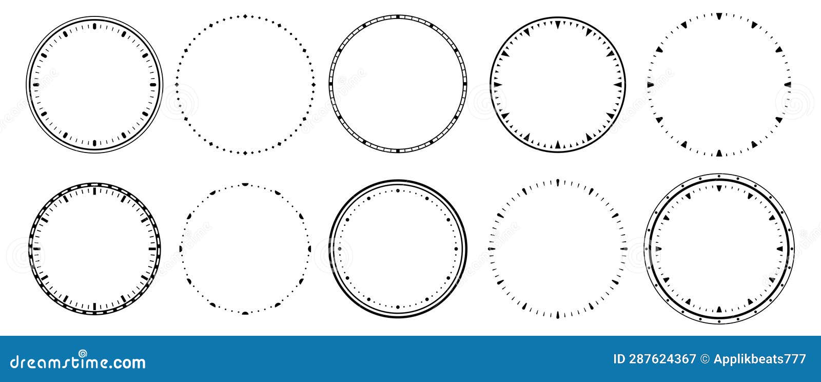 Clock Faces. Vintage Clocks Bezel, Seconds Timer and 12 Hours Watch ...