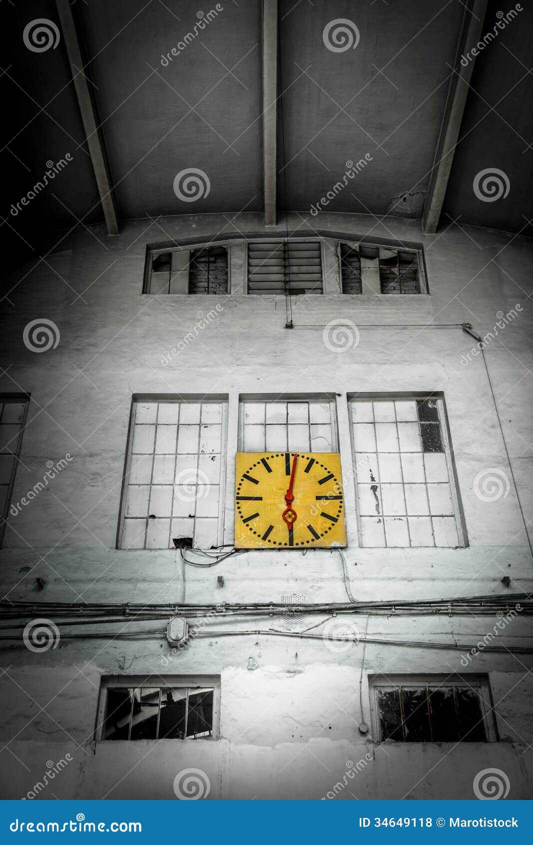 Clock in a factory stock photo. Image of scenery, clock - 34649118