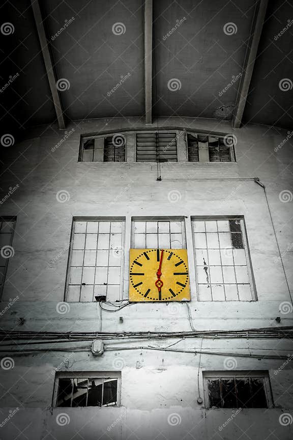 Clock in a factory stock photo. Image of scenery, clock - 34649118