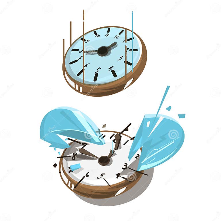 Clock Falling Down and Broken. the End Concept. Smashing Times Stock ...