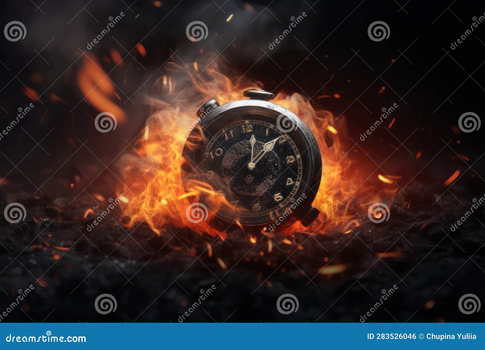 The Clock is on Fire. AI Generated Stock Illustration - Illustration of ...