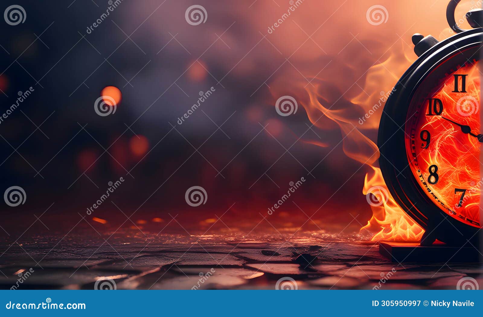 Clock on Fire, Burning Time. the Fire Surrounds a Burning Clock Stock ...