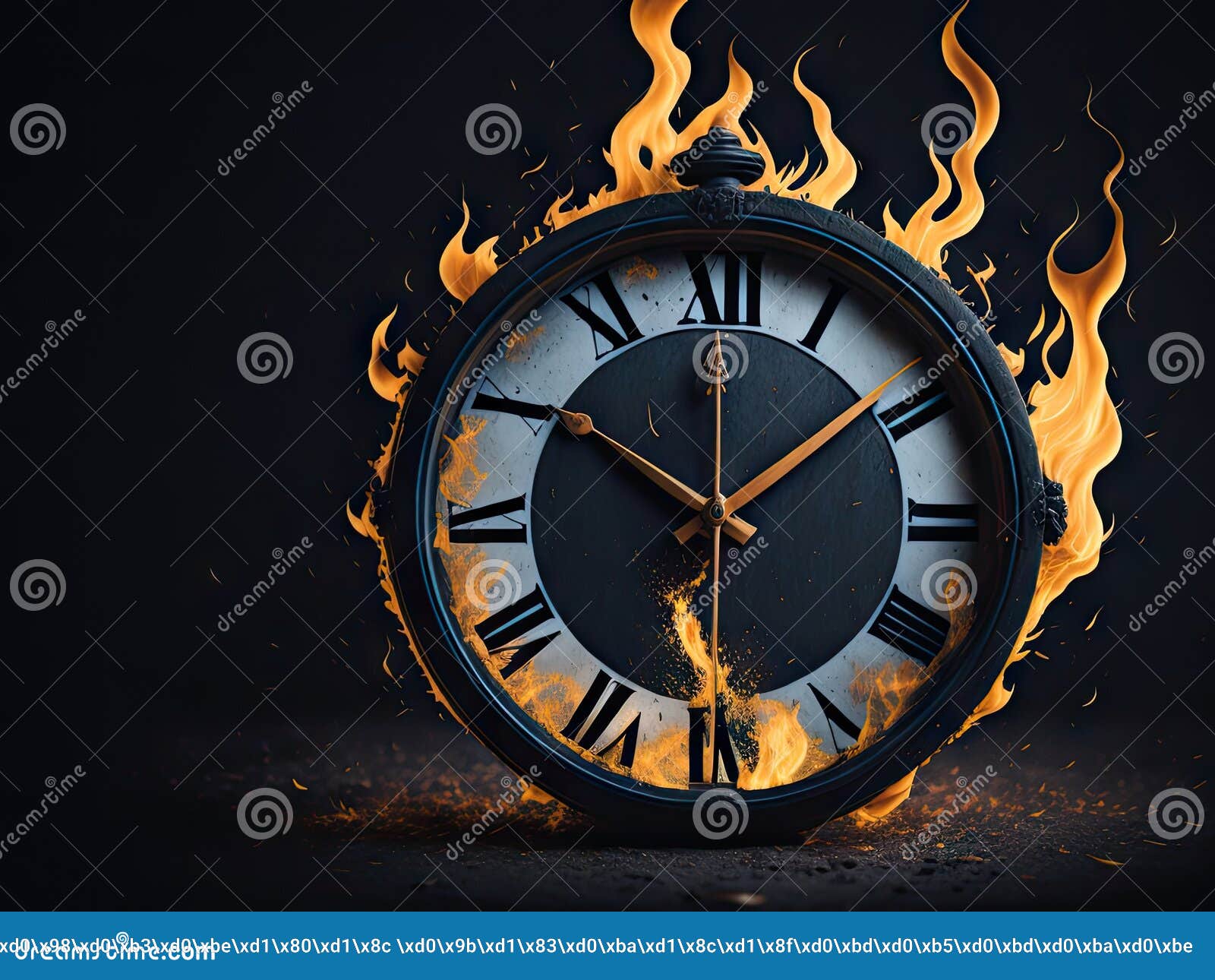 Clock on Fire. Clock Face Consumed As Time Background Stock ...