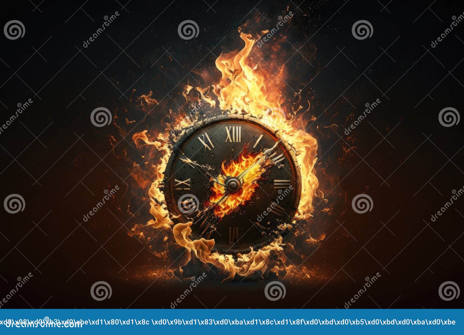 Clock on Fire Clock Face Consumed As Time Burns Away. Ai Generative ...