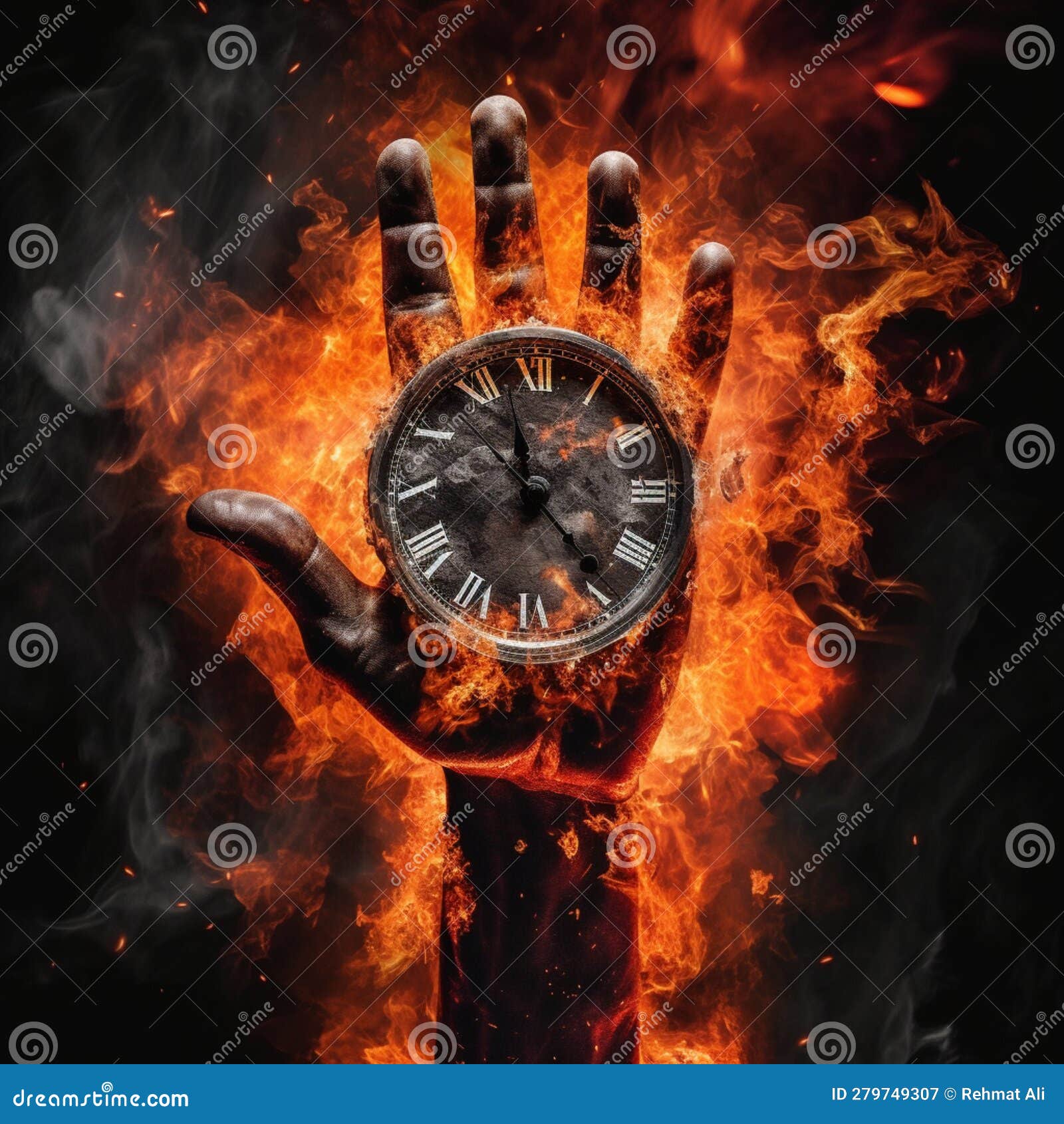 Clock on Fire, Clock Face Consumed As Time Burns Away. Generative AI ...