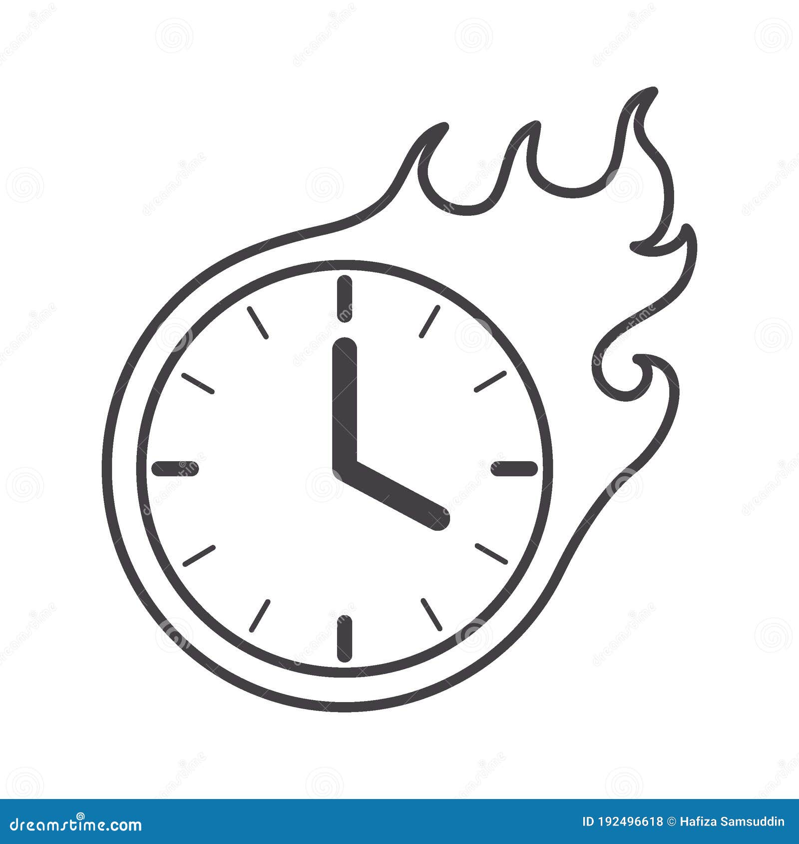 Clock on Fire Concept. Vector Illustration Decorative Design Stock ...