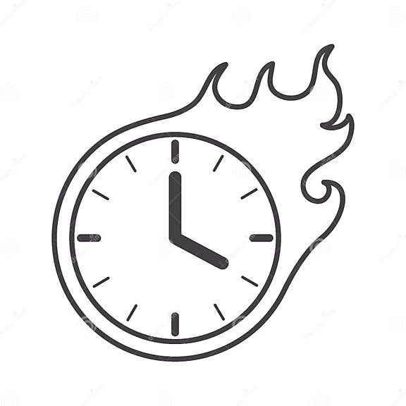 Clock on Fire Concept. Vector Illustration Decorative Design Stock ...