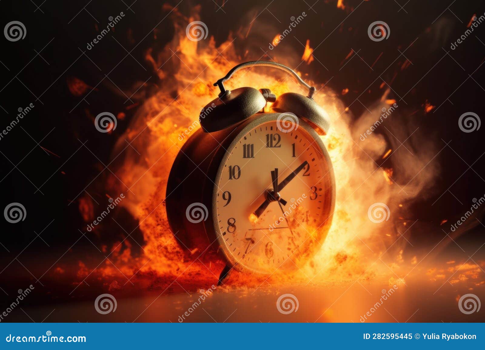 Clock On Fire, Clock Face Consumed As Time Burns Away. Generative AI ...