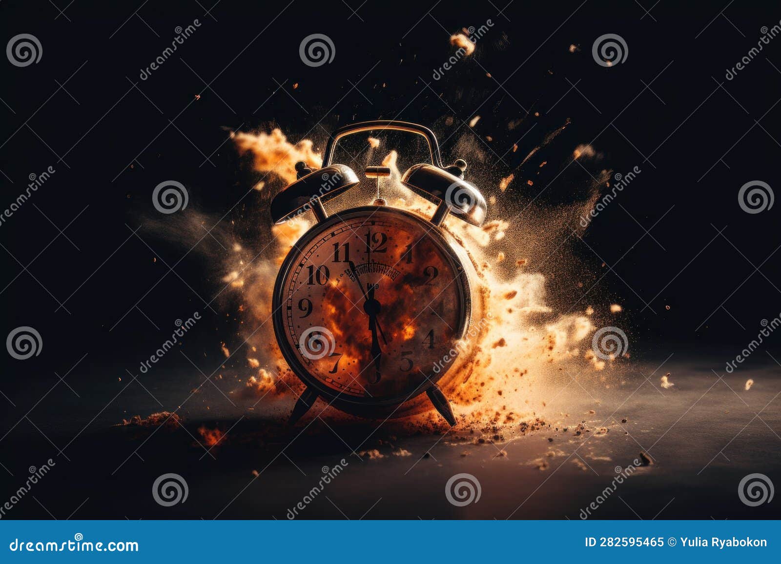 Clock On Fire, Clock Face Consumed As Time Burns Away. Generative AI ...