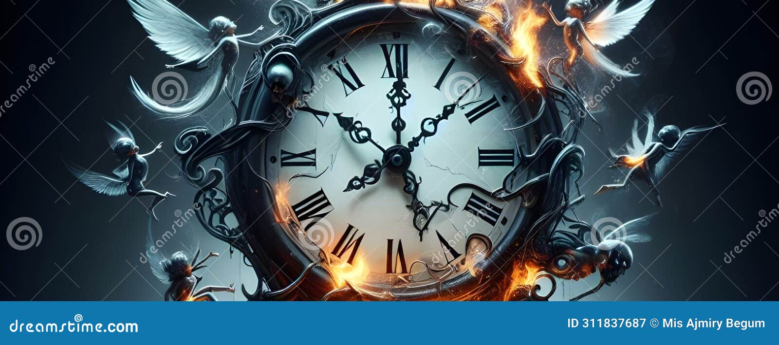 The Clock Is On Fire, And Its Burning End Is Depicted In A Fiery Image ...