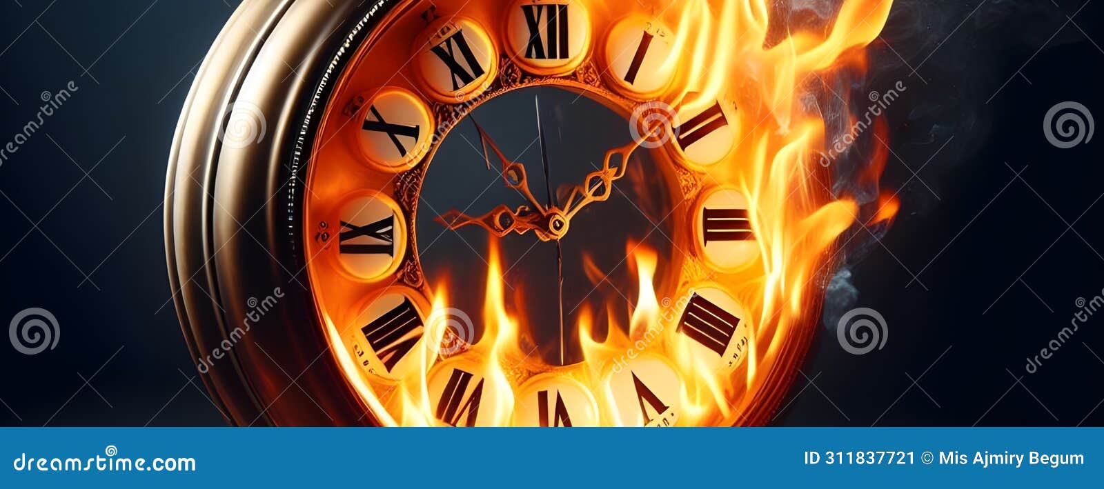 The Clock Is On Fire, And Its Burning End Is Depicted In A Fiery Image ...