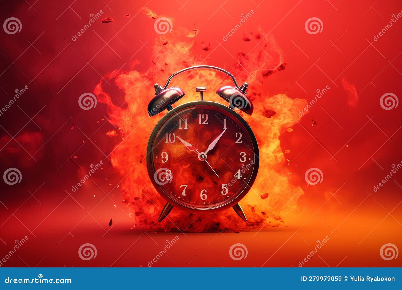 Clock On Fire, Clock Face Consumed As Time Burns Away. Generative AI ...