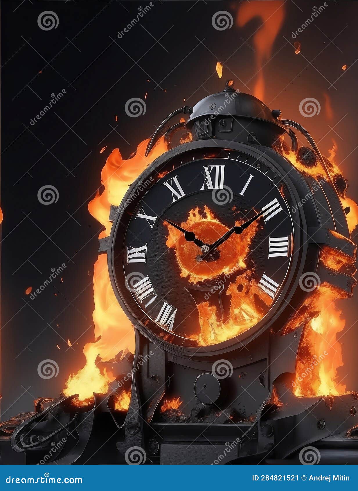 Clock on Fire, Time S Burning End in Fiery Clock Image. Generative Ai ...
