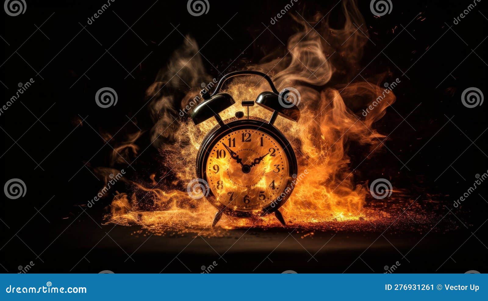 Clock on Fire. Time To Wake Up Stock Illustration - Illustration of ...
