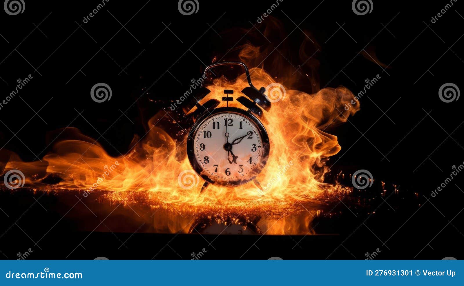 Clock on Fire. Time To Wake Up Stock Illustration - Illustration of ...
