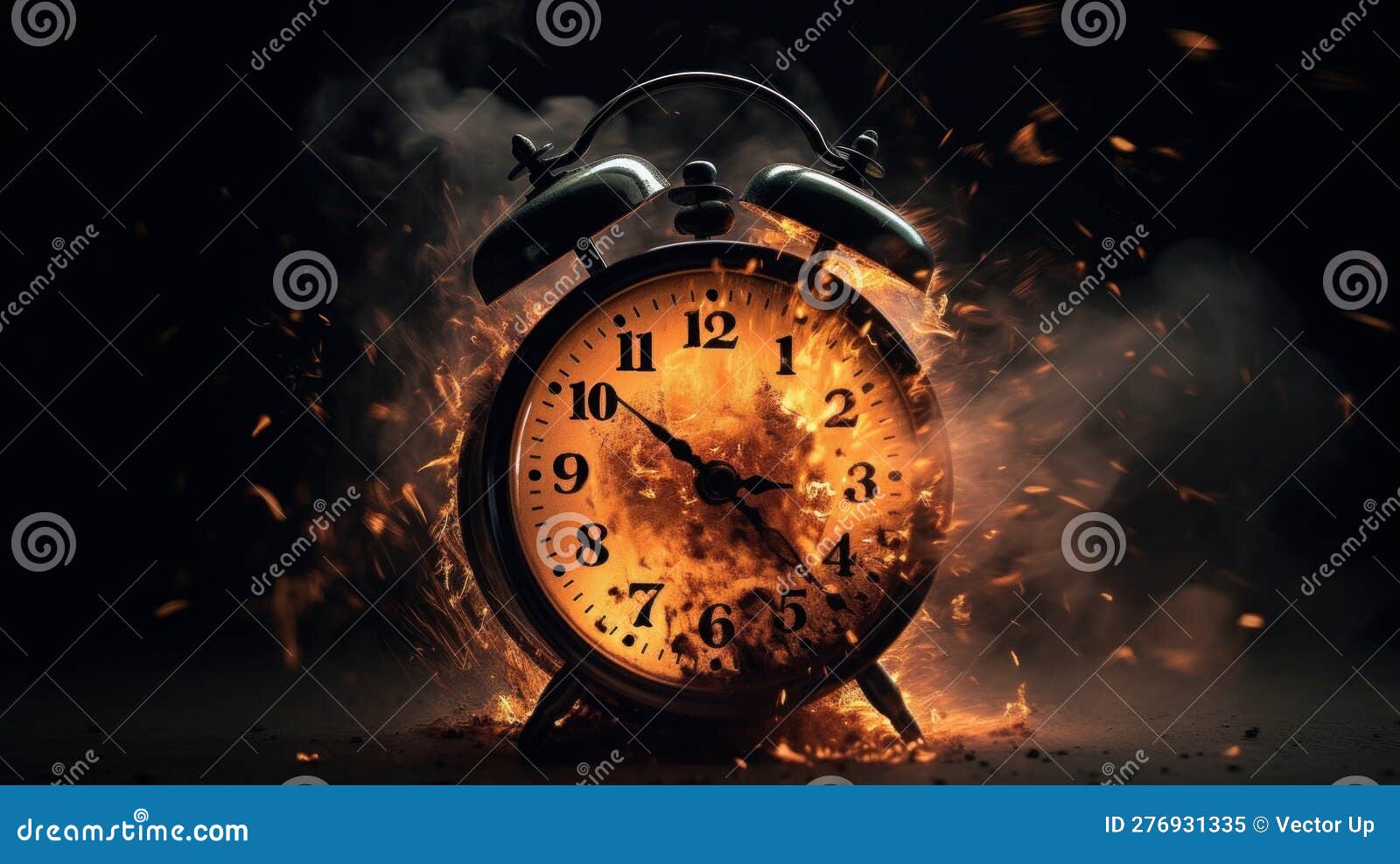 Clock on Fire. Time To Wake Up Stock Illustration - Illustration of ...