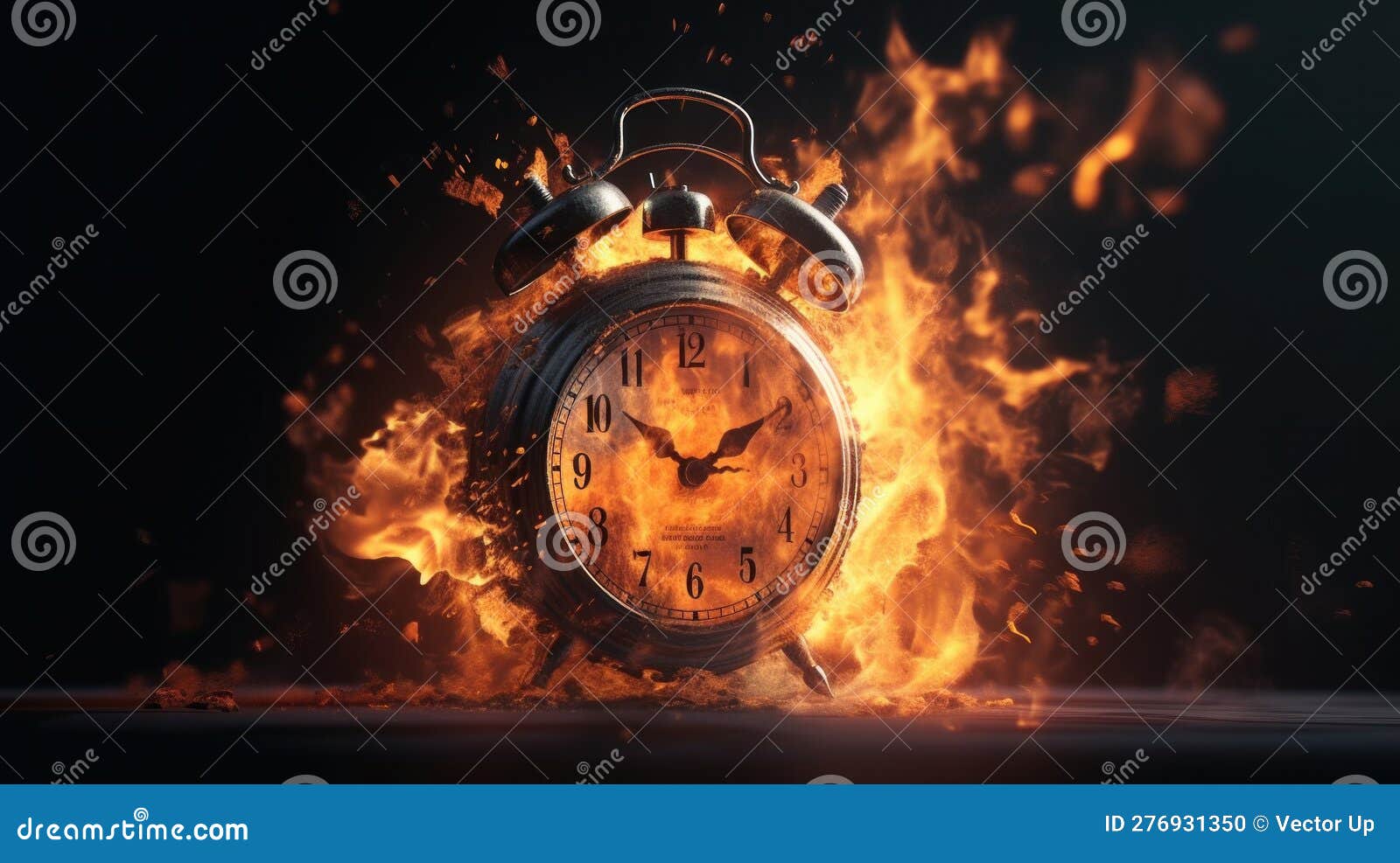 Clock on Fire. Time To Wake Up Stock Photo - Image of time, clock ...