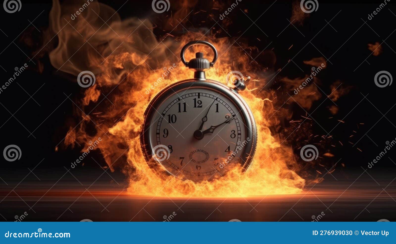 Clock on Fire. Time To Wake Up Stock Illustration - Illustration of ...