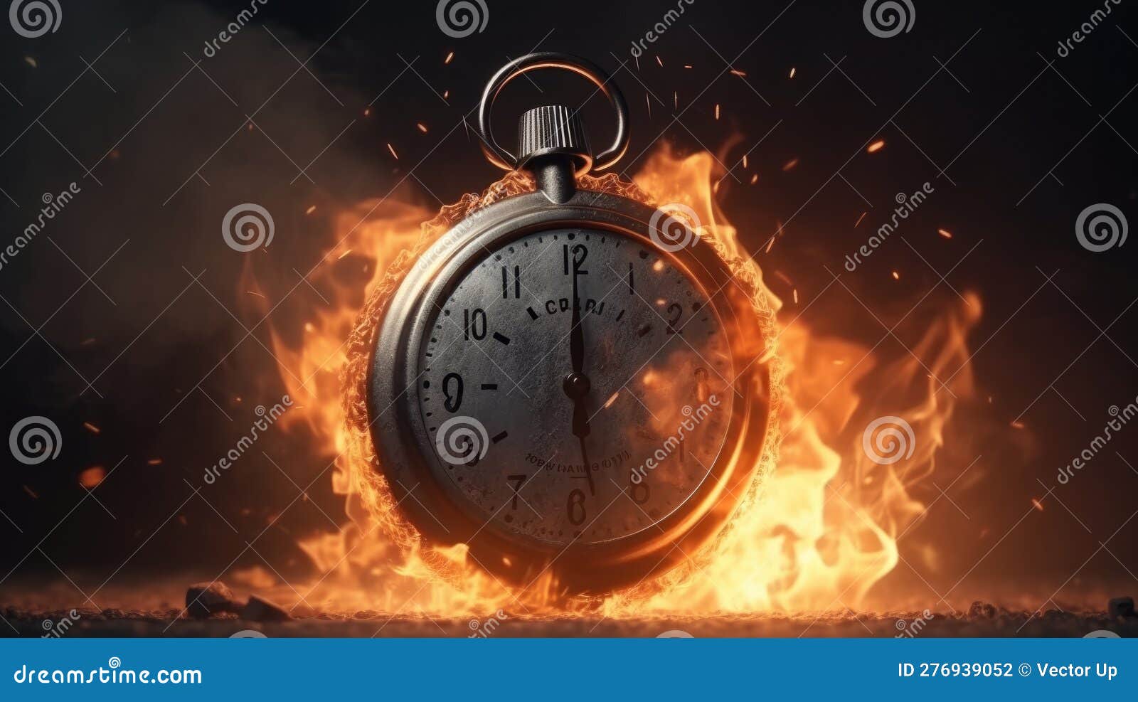 Clock on Fire. Time To Wake Up Stock Illustration - Illustration of ...