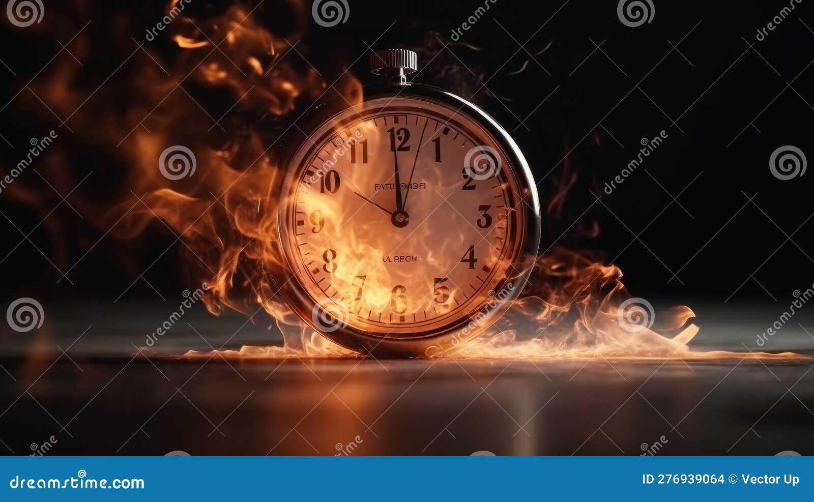 Clock on Fire. Time To Wake Up Stock Illustration - Illustration of ...