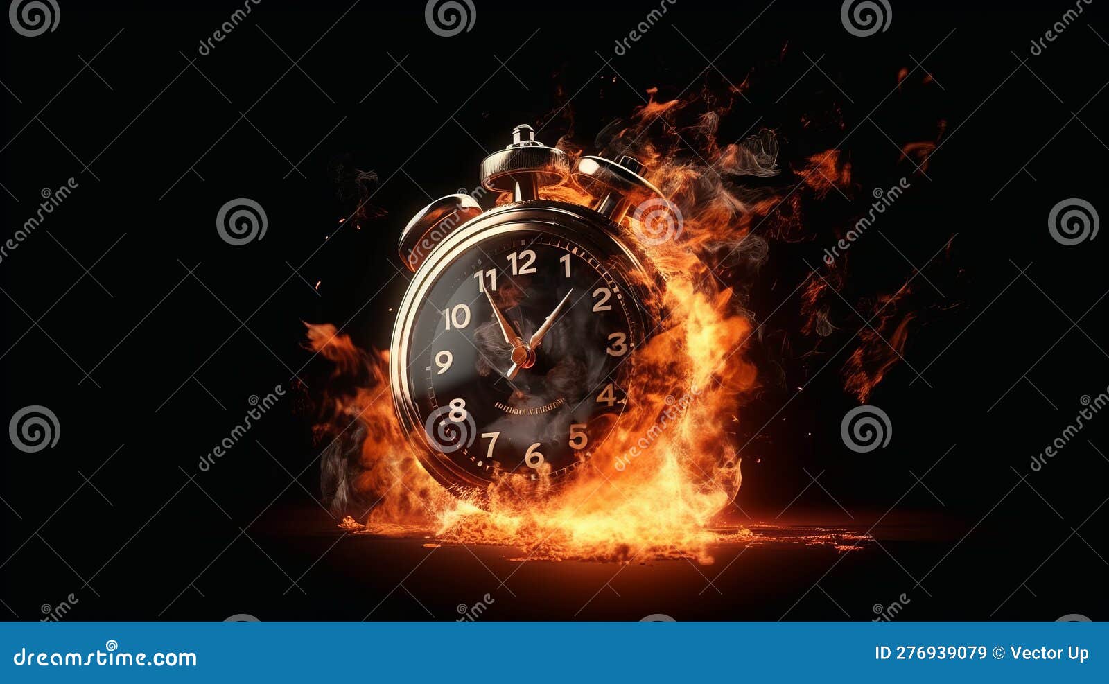 Clock on Fire. Time To Wake Up Stock Illustration - Illustration of ...